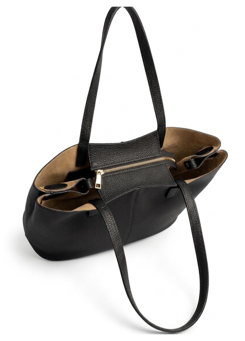 Geanta dama din piele naturala Luxvella BLACK, Format Mare, Casual ...