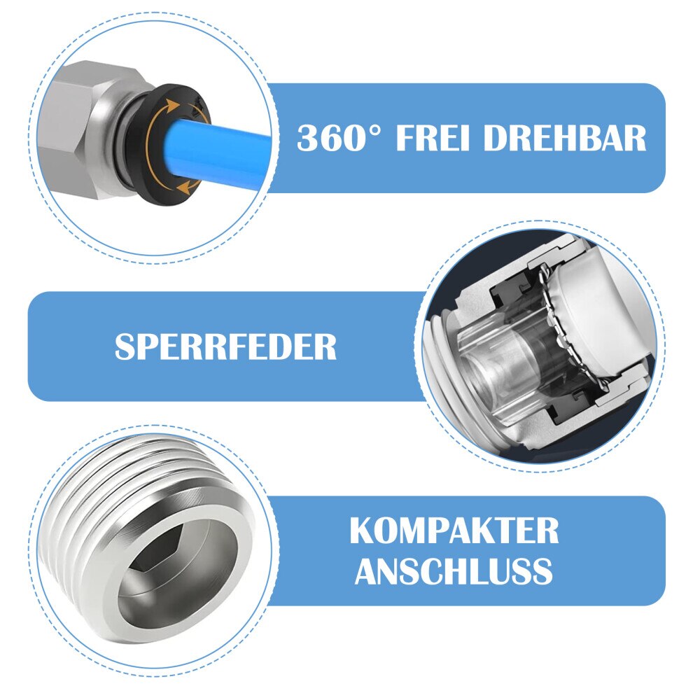 Racord pneumatic drept rezistent la presiune si abraziune, instalare ...