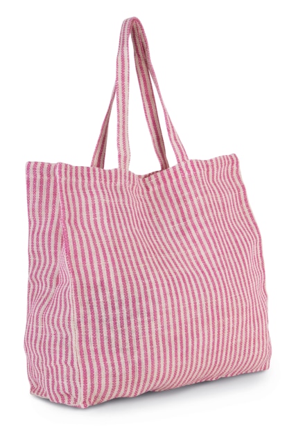 Geanta shopper dama in dungi Kimood KI0236, textil, Gri / Natur - eMAG.ro