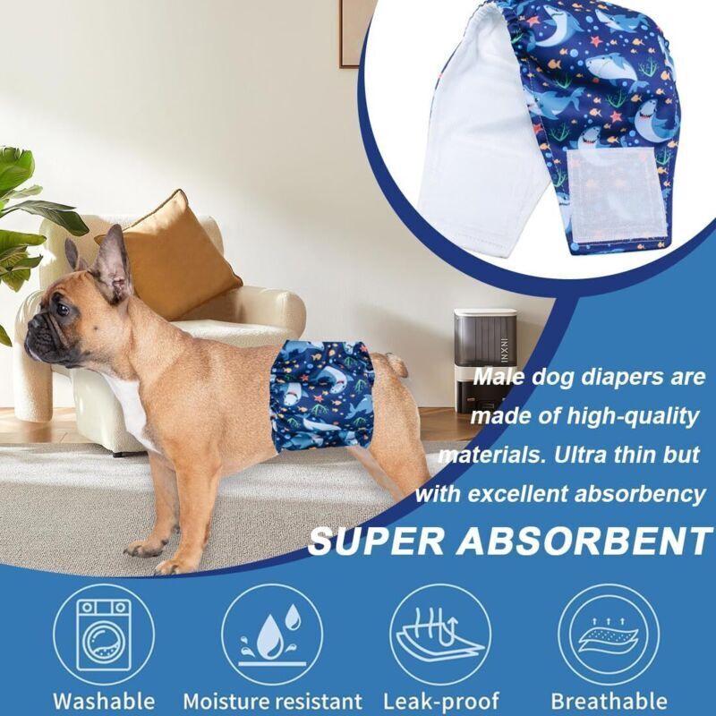 Scutece reutilizabile pentru caini barbati, set 3 bucati, absorbante ...
