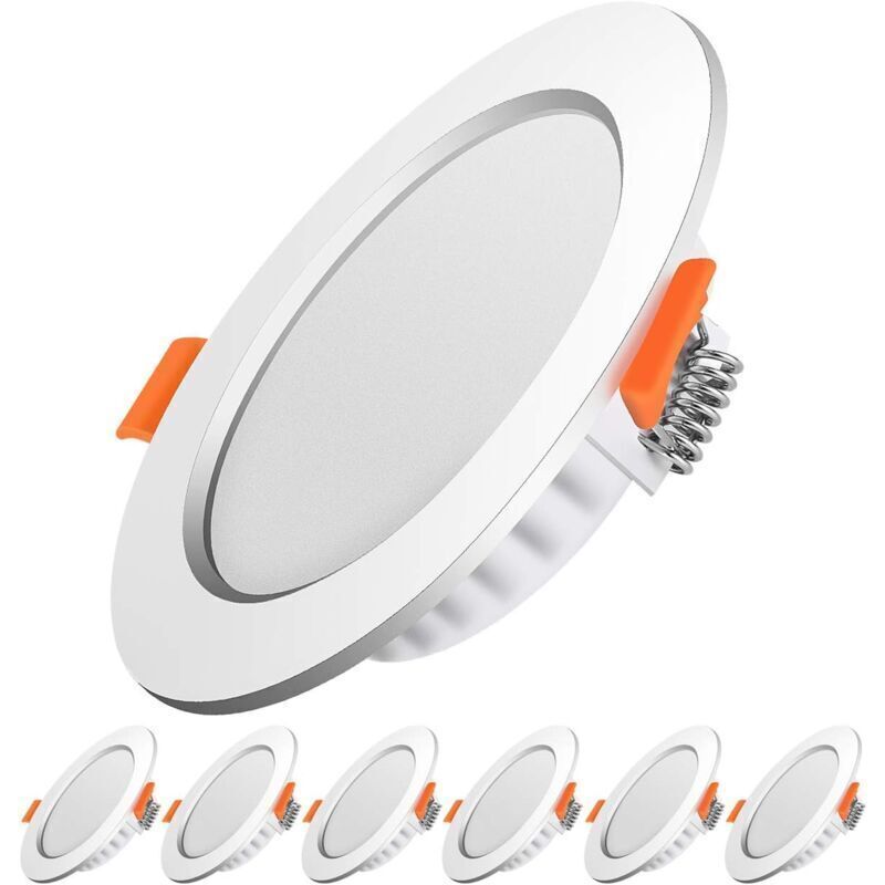 Set 6 spoturi LED incastrabile, rotunde, 7W, alb cald, 10.5x10.5x2.8cm ...