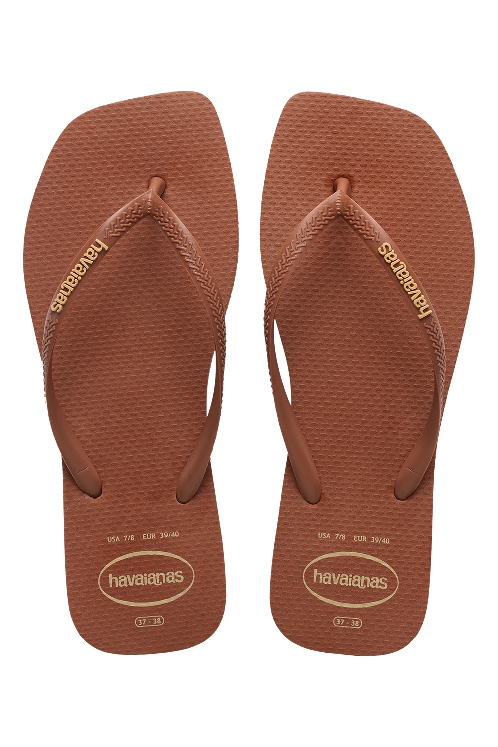 Havaianas, Papuci flip-flop cu logo, Portocaliu pal, Maro Siena, 37-38 ...