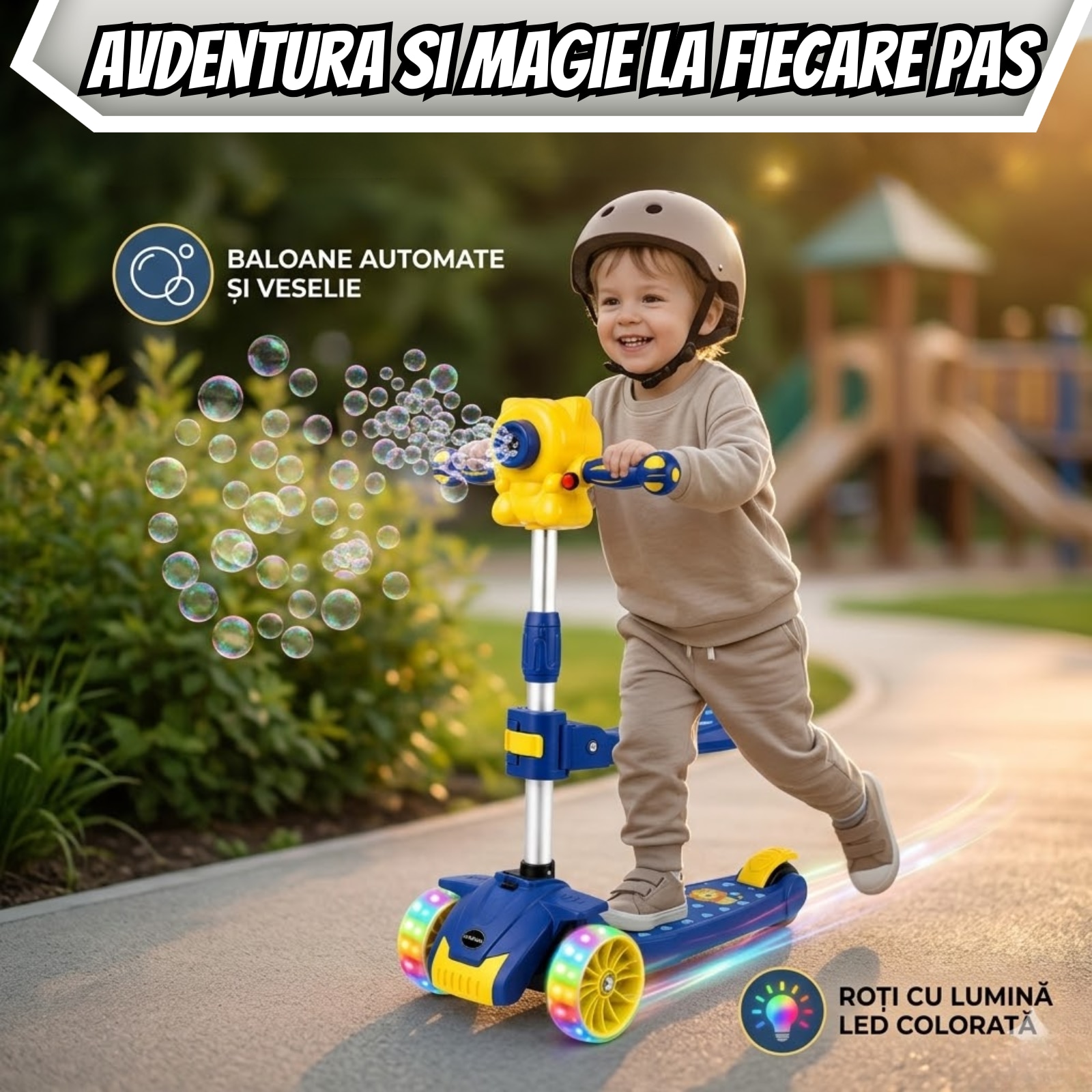 Trotineta 3-in-1 LION pentru Copii Infiniteea™️, Generatoare de Baloane ...
