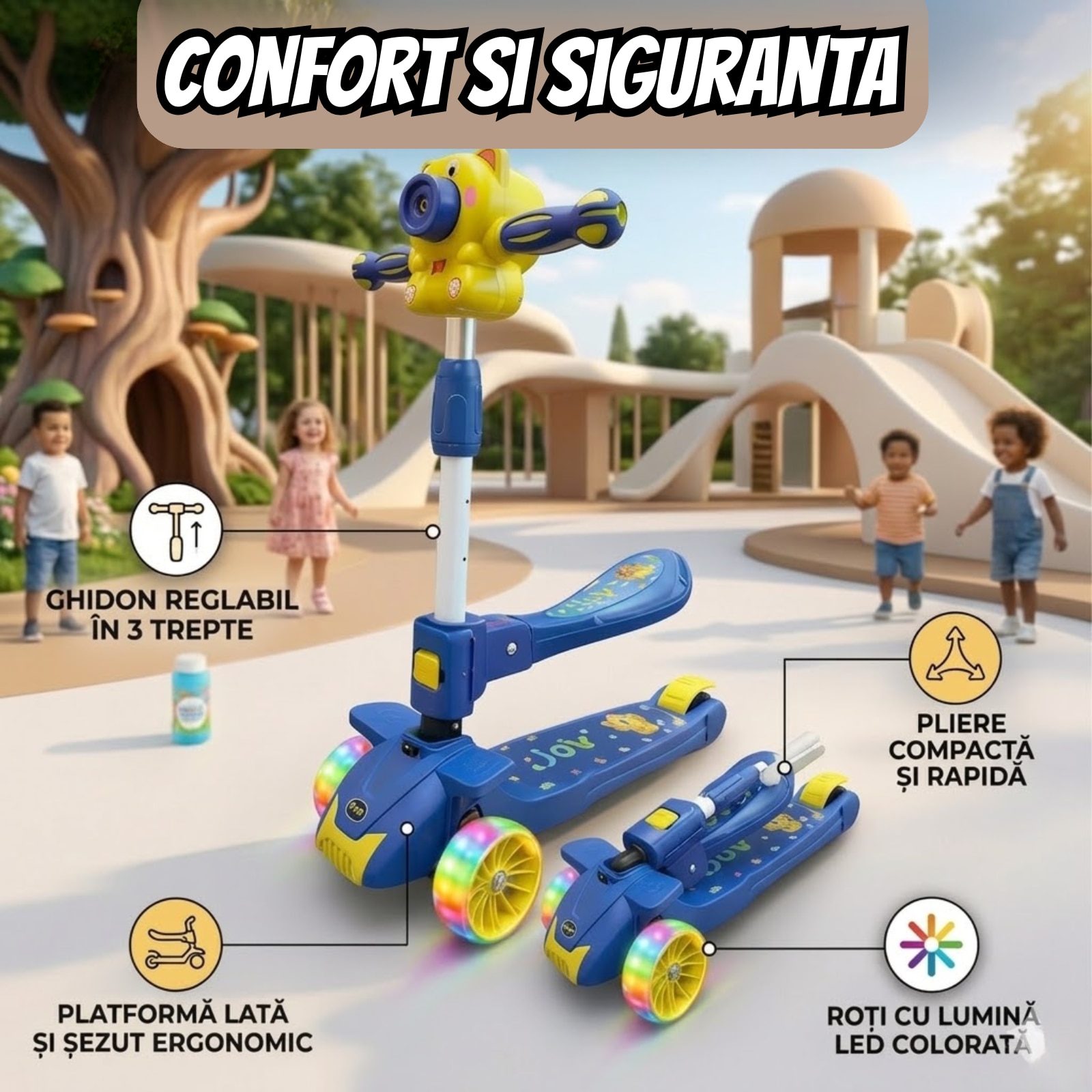 Trotineta 3-in-1 LION pentru Copii Infiniteea™️, Generatoare de Baloane ...