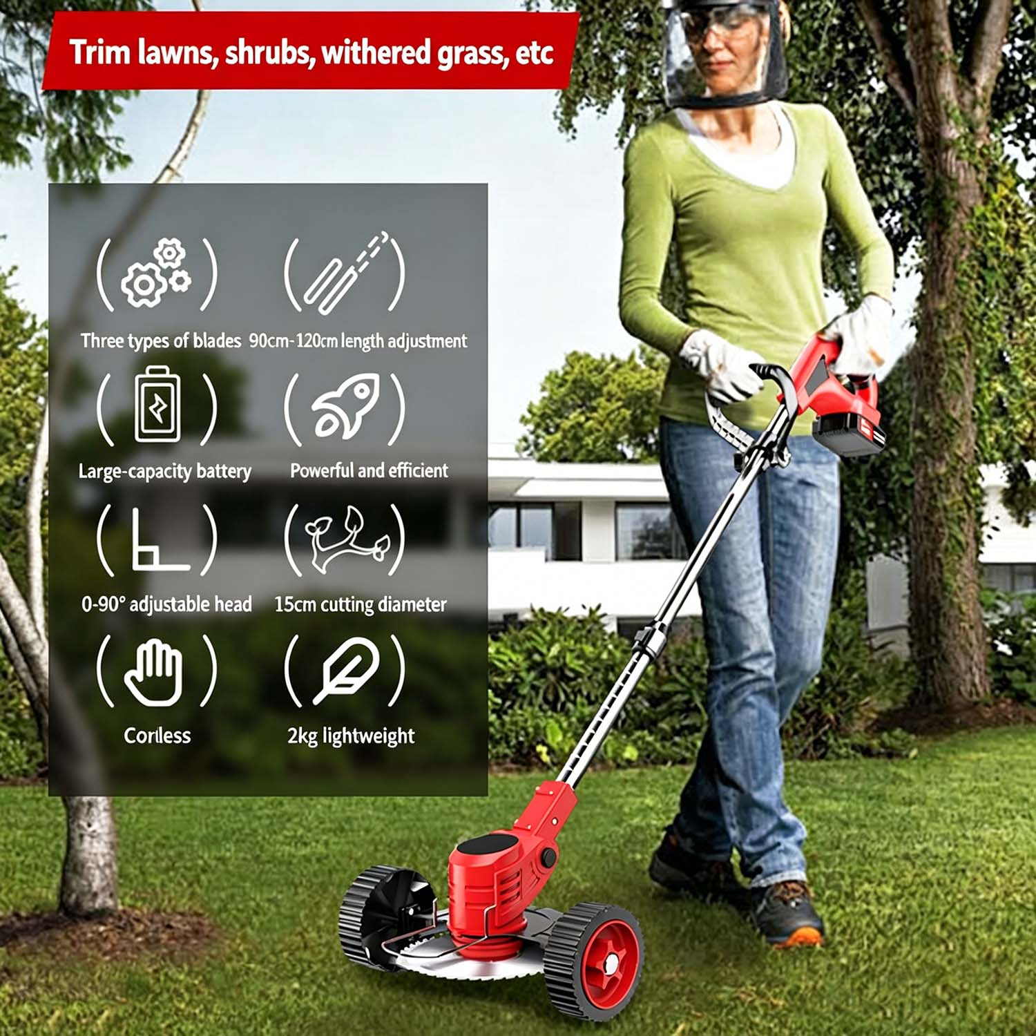 Motocoasa Electrica De Tuns Iarba Portabila, 650W, 18000rpm, cu 2 ...