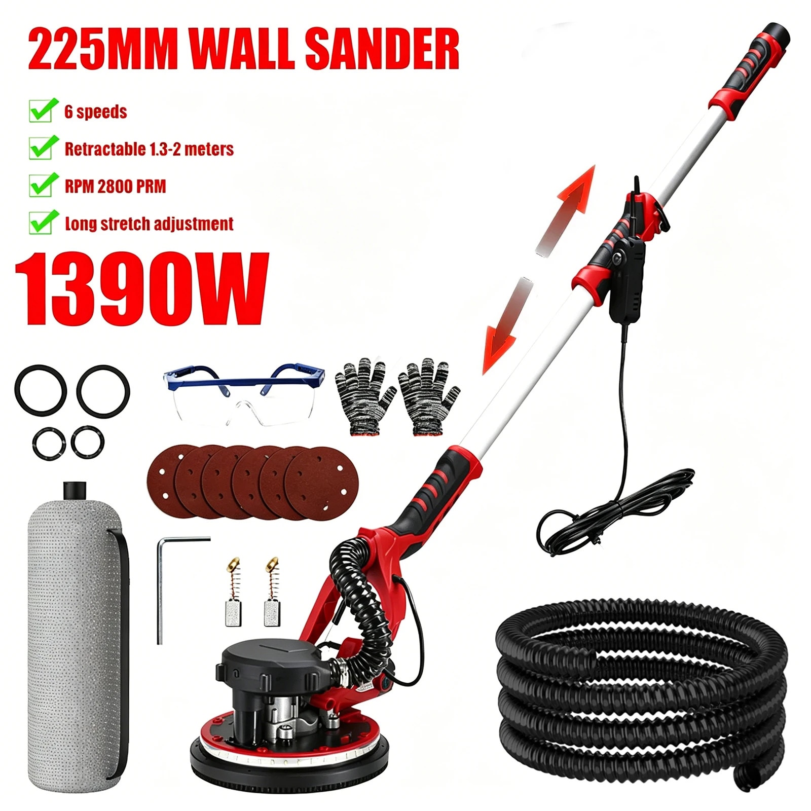 Slefuitor electric perete set B, 1390W, 6 viteze, LED, 215mm - eMAG.ro