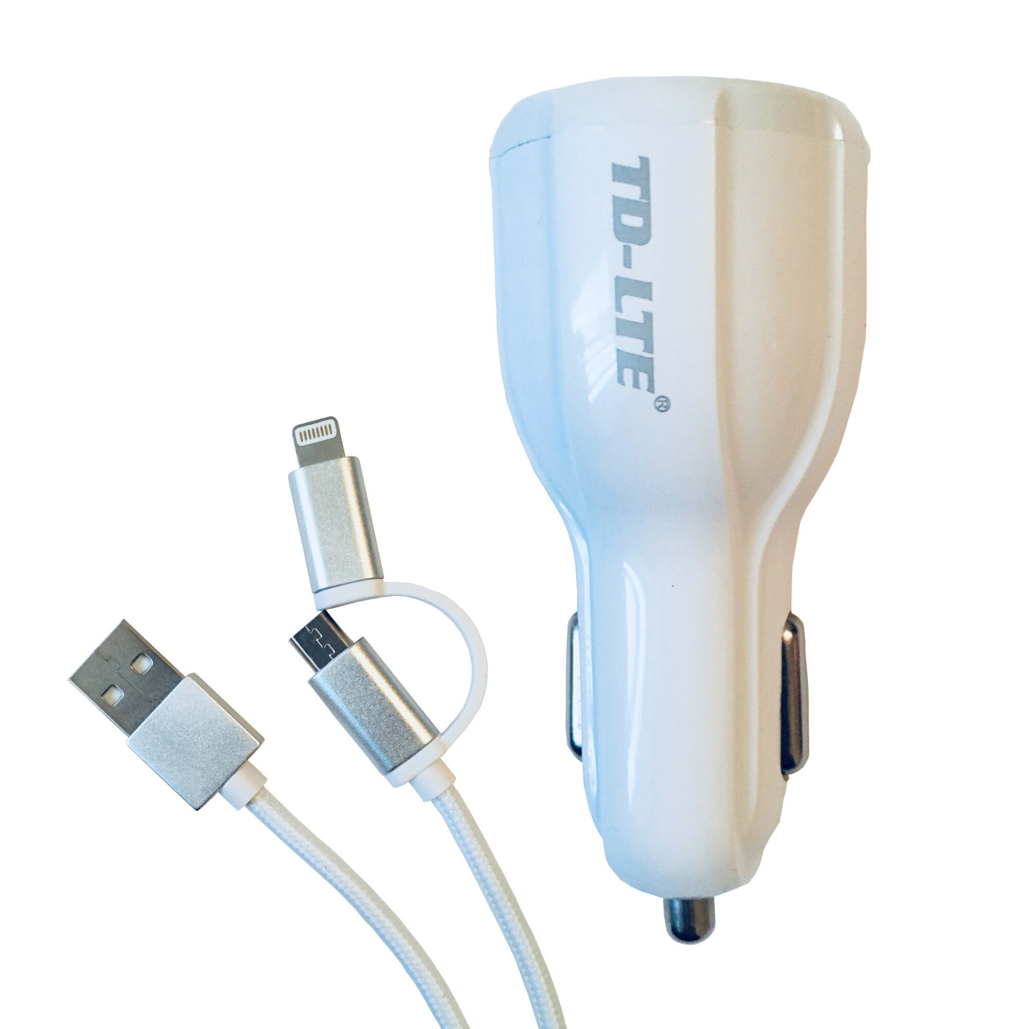 Kit Incarcator Auto Alb, Accesorii GSM 2in1 Incarcare Auto, conector ...