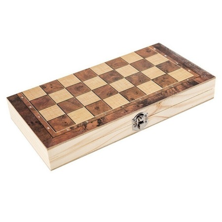 Tabla de lemn pliabila 3 in 1 sah si table 34x34cm - eMAG.ro