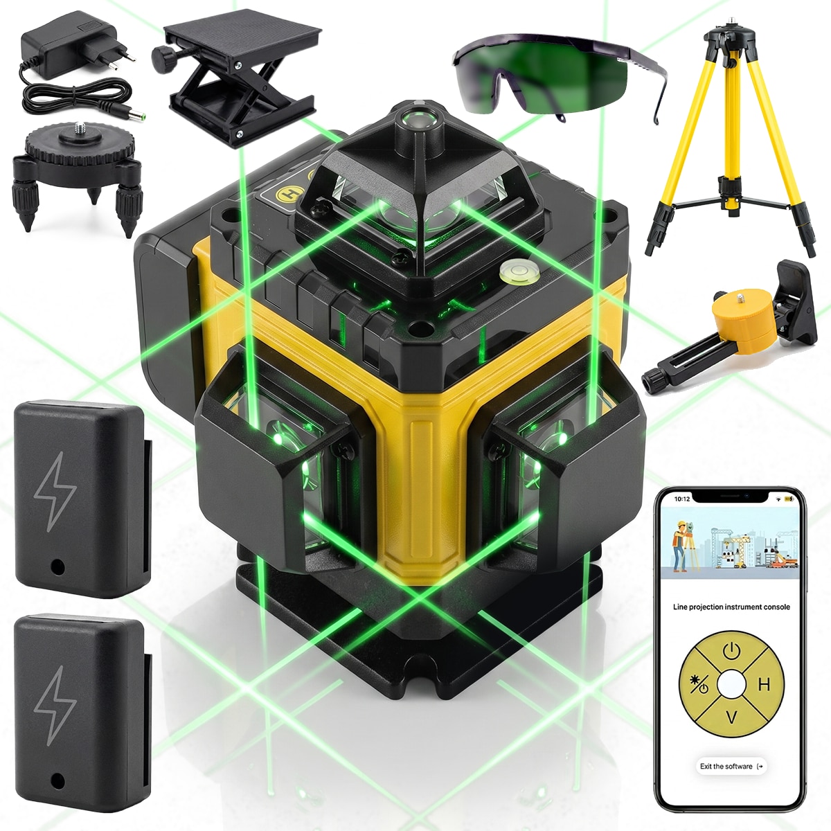 Nivel Laser Profesional 4D 360°, 16 Linii Verzi, Autonivelare, Control ...