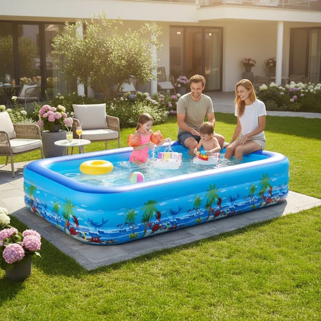 Piscina Gonflabila Dreptunghiulara XXL Promagg® cu 3 Inele, 300x172x54 ...