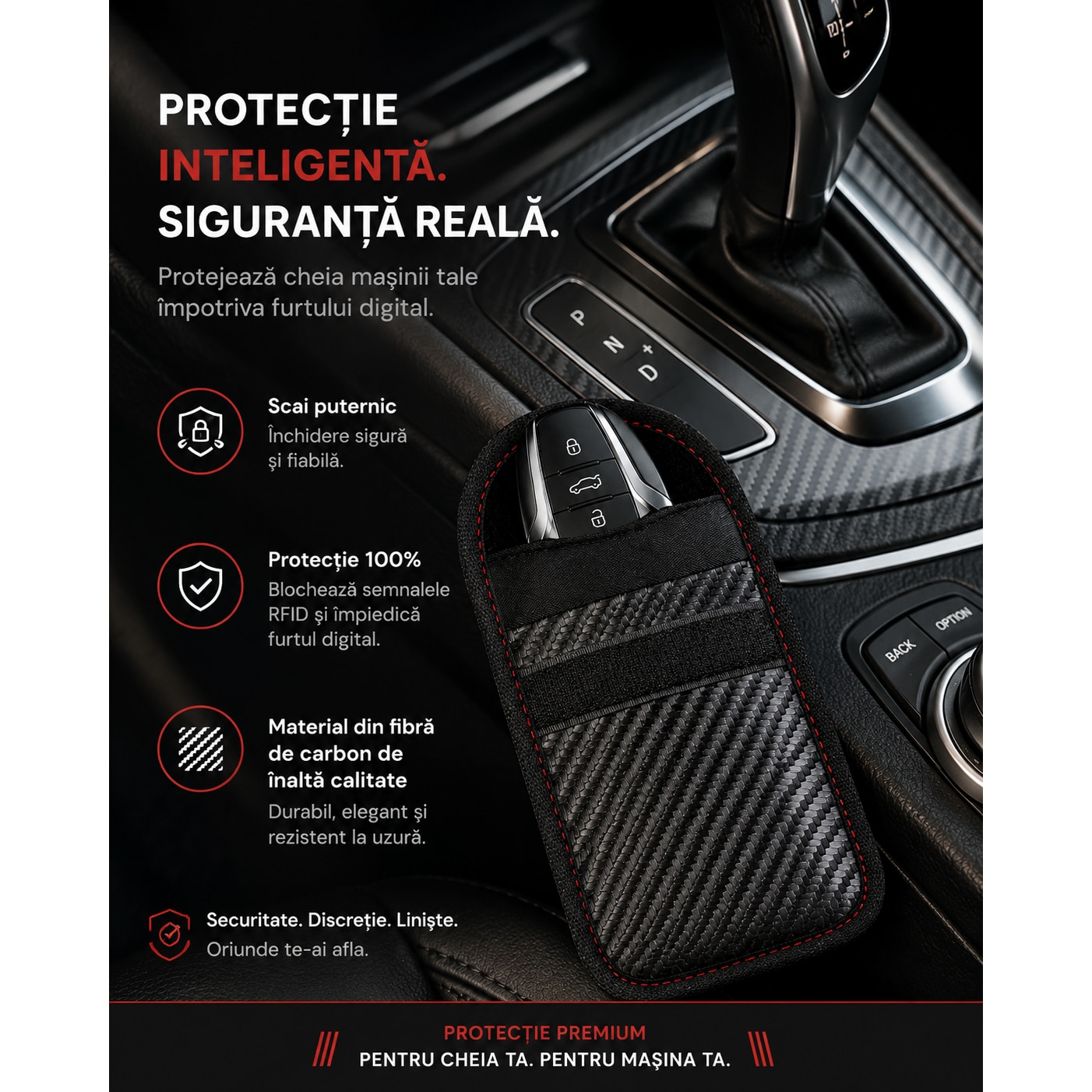 Husa Antifurt pentru Cheie Auto cu Tehnologie RFID Faraday, Sarphia ...
