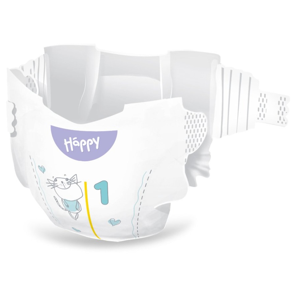 Scutece copii Happy Solf & Delicate New Born, Nr.1, 2-5 kg, 82 buc Soft ...