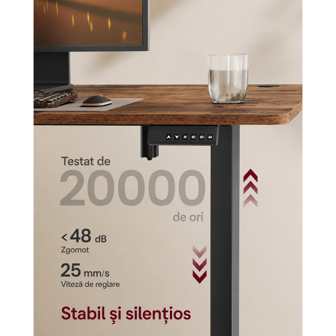 SONGMICS Birou electric reglabil pe inaltime, functie sit-stand, 4 ...