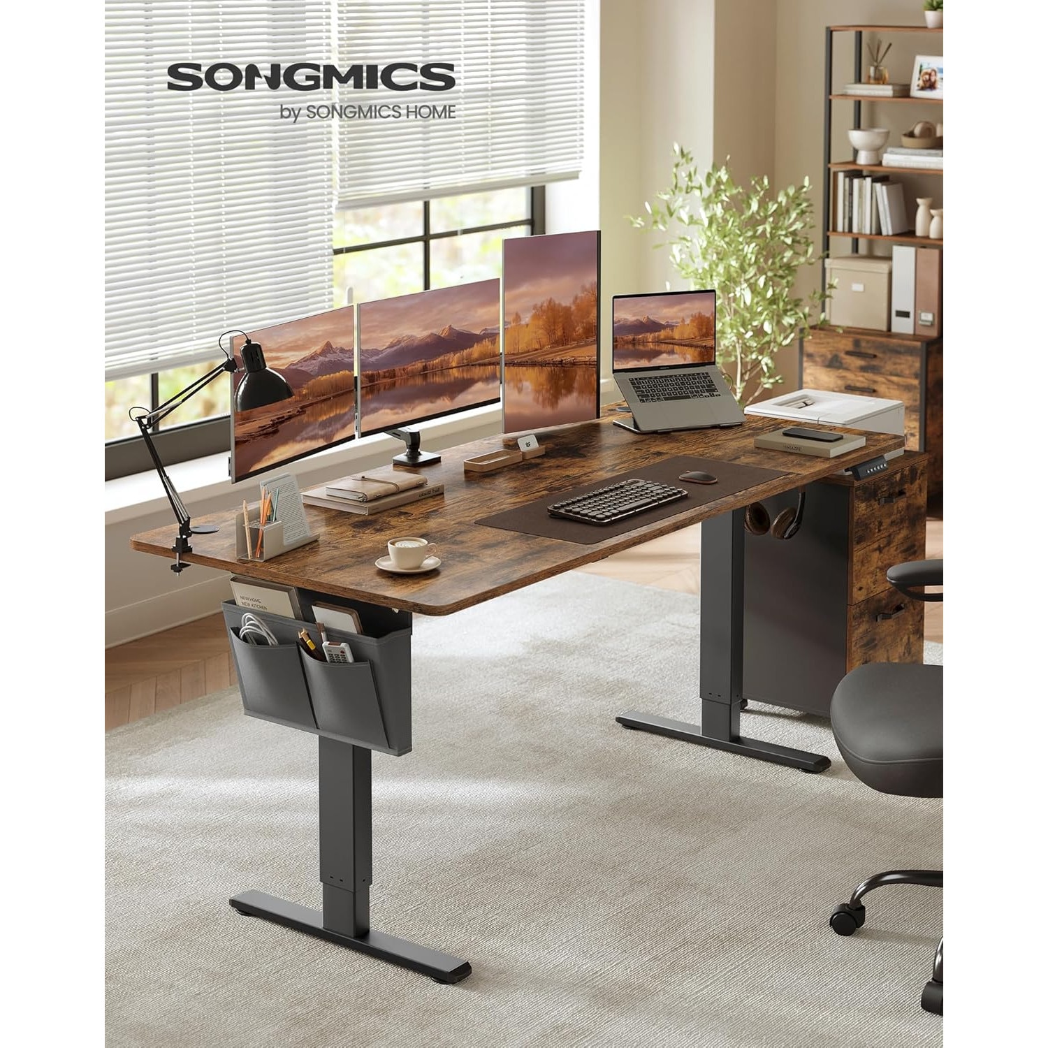 SONGMICS Birou electric reglabil pe inaltime, functie sit-stand, 4 ...
