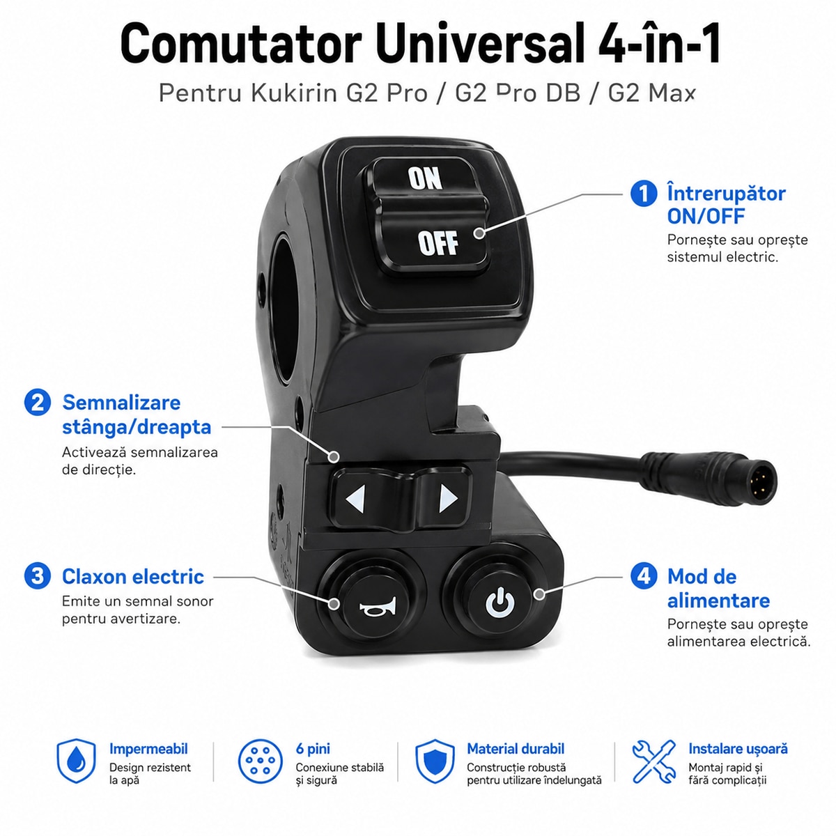 Comutator 4-in-1 pentru trotineta electrica, Kukirin G2 Pro G2 Pro DB ...