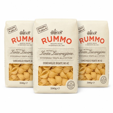 Set 3 x Paste Rummo Conchiglie Rigate Nº 42, 500 g/buc, metoda Lenta ...