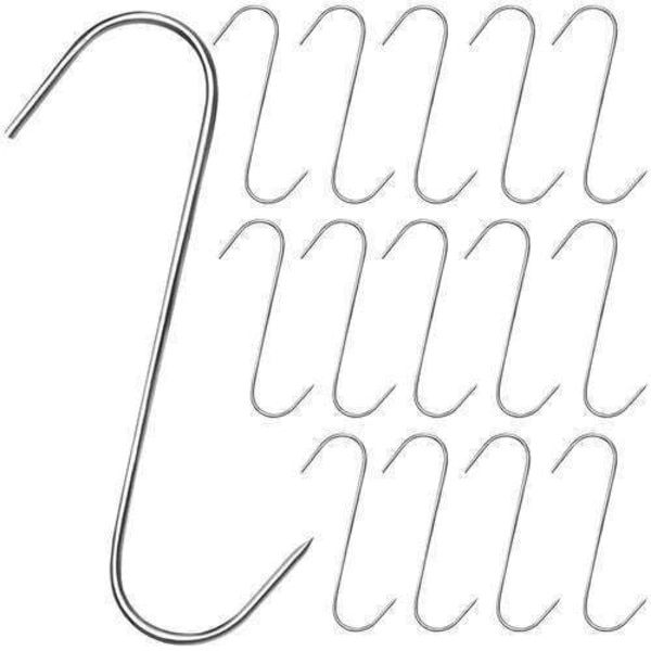Set 15 carlige pentru afumat carne si peste, otel inoxidabil, 4.5x15cm ...
