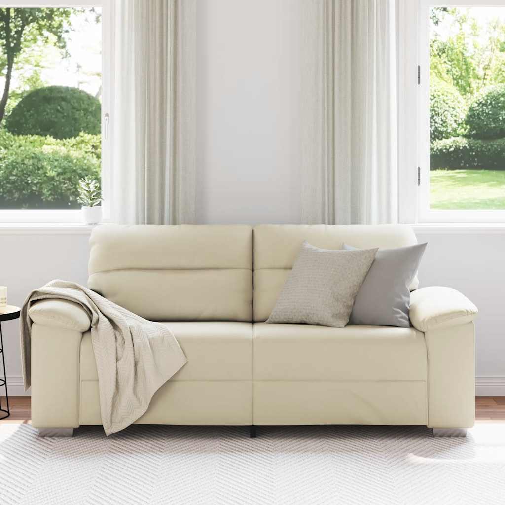Canapea cu 2 locuri vidaXL, crem, 180x81x84 cm, piele ecologica - eMAG.ro