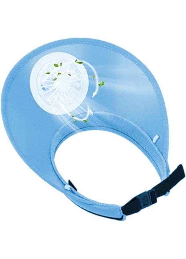 Palarie de soare cu ventilator portabil, anti-UV, pentru femei, alba ...