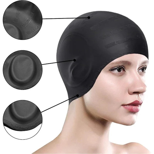 Casca de inot siliconica neagra, protectie urechi, unisex, marime ...