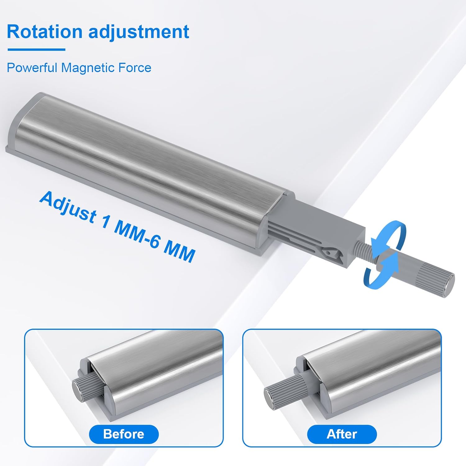 Set 6 incuietori magnetice push-to-open pentru usi dulap, metal, 3mm ...