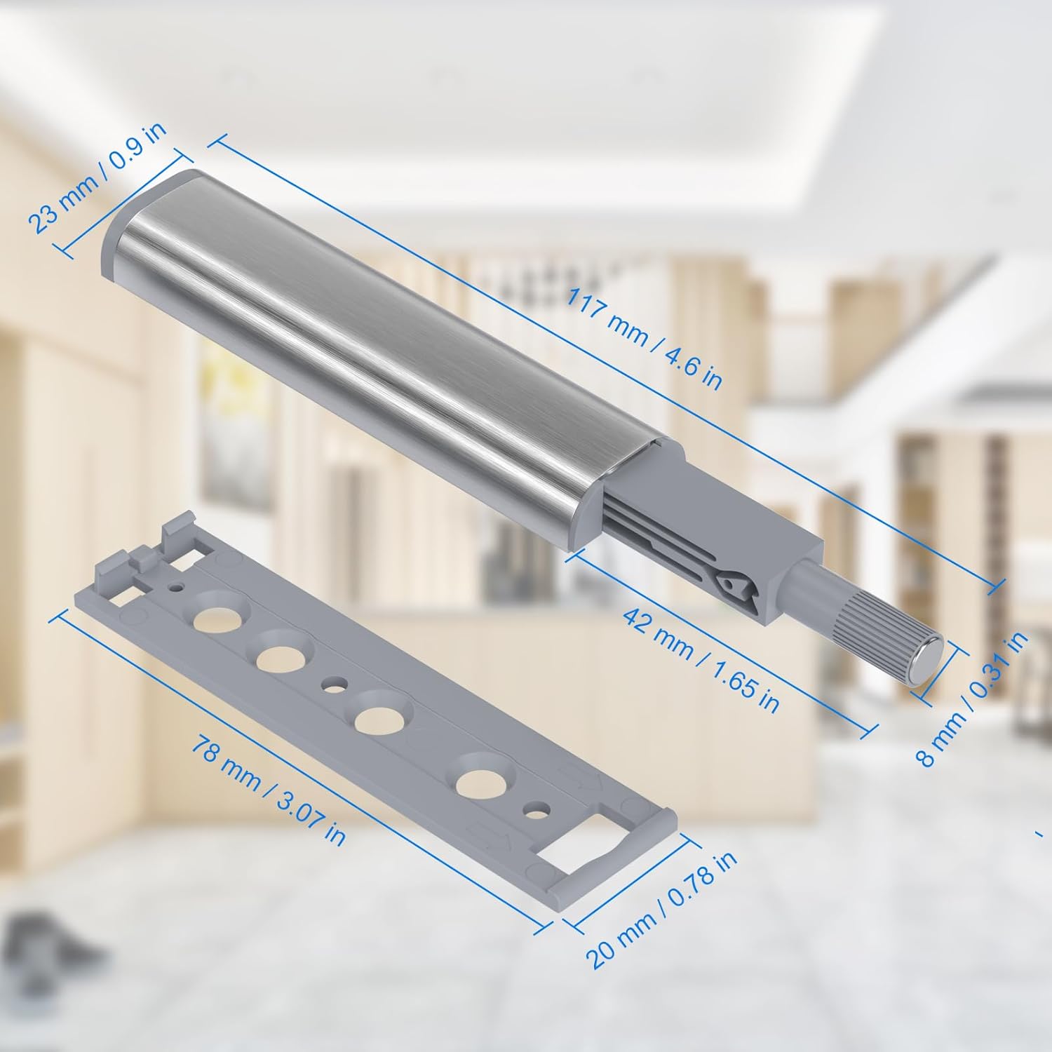 Set 6 incuietori magnetice push-to-open pentru usi dulap, metal, 3mm ...