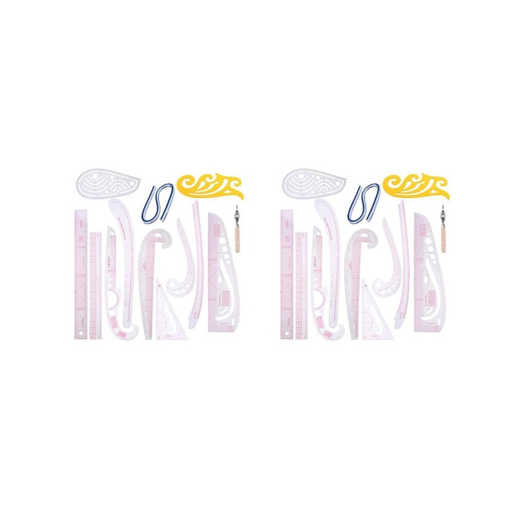 Set 26 rigle croitorie plastic multicolor diverse dimensiuni - eMAG.ro