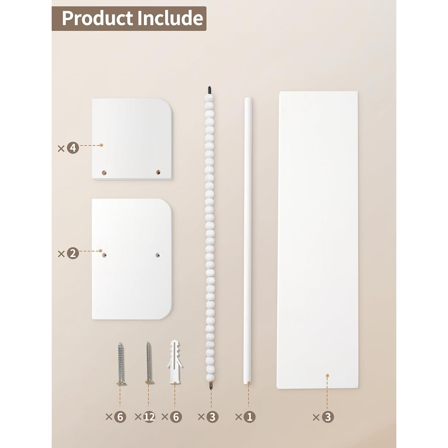 Set 3 rafturi suspendate Mazjoaru multifunctionale alb 40x10x15cm lemn ...