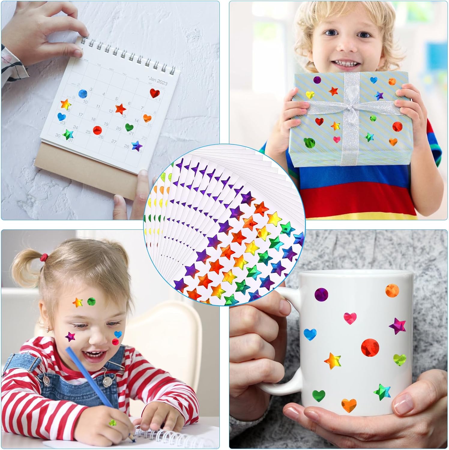 Set stickere kengege 1710 buc forme stea inima rotund multicolor ...
