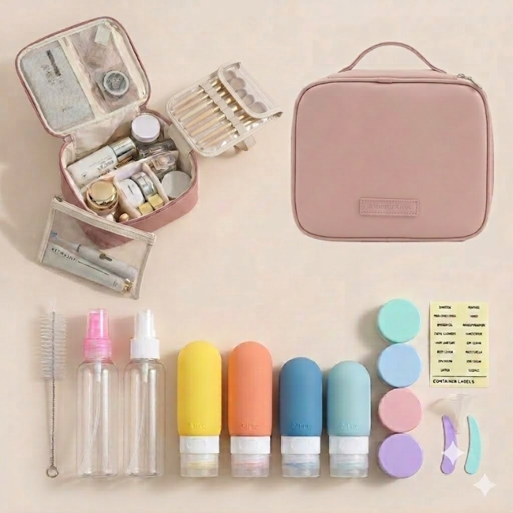 Set de geanta pentru cosmetice portabila de capacitate mare, Charmorah ...
