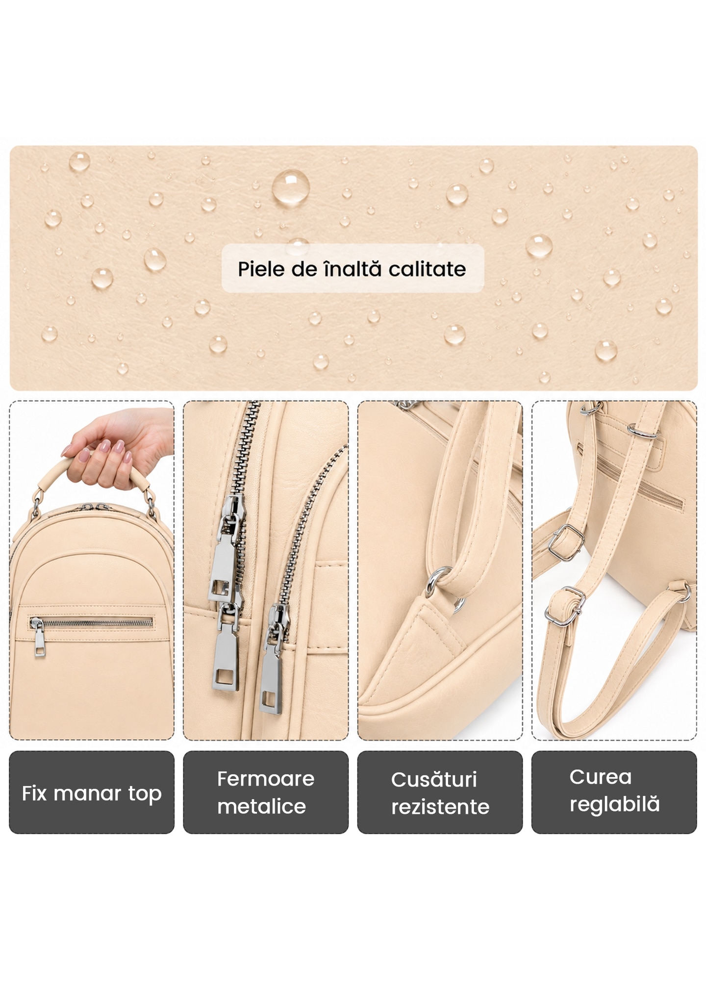 BOLUAMPHC® Rucsac dama elegante, mediu 3 in 1 cu doua toarte, Practic ...