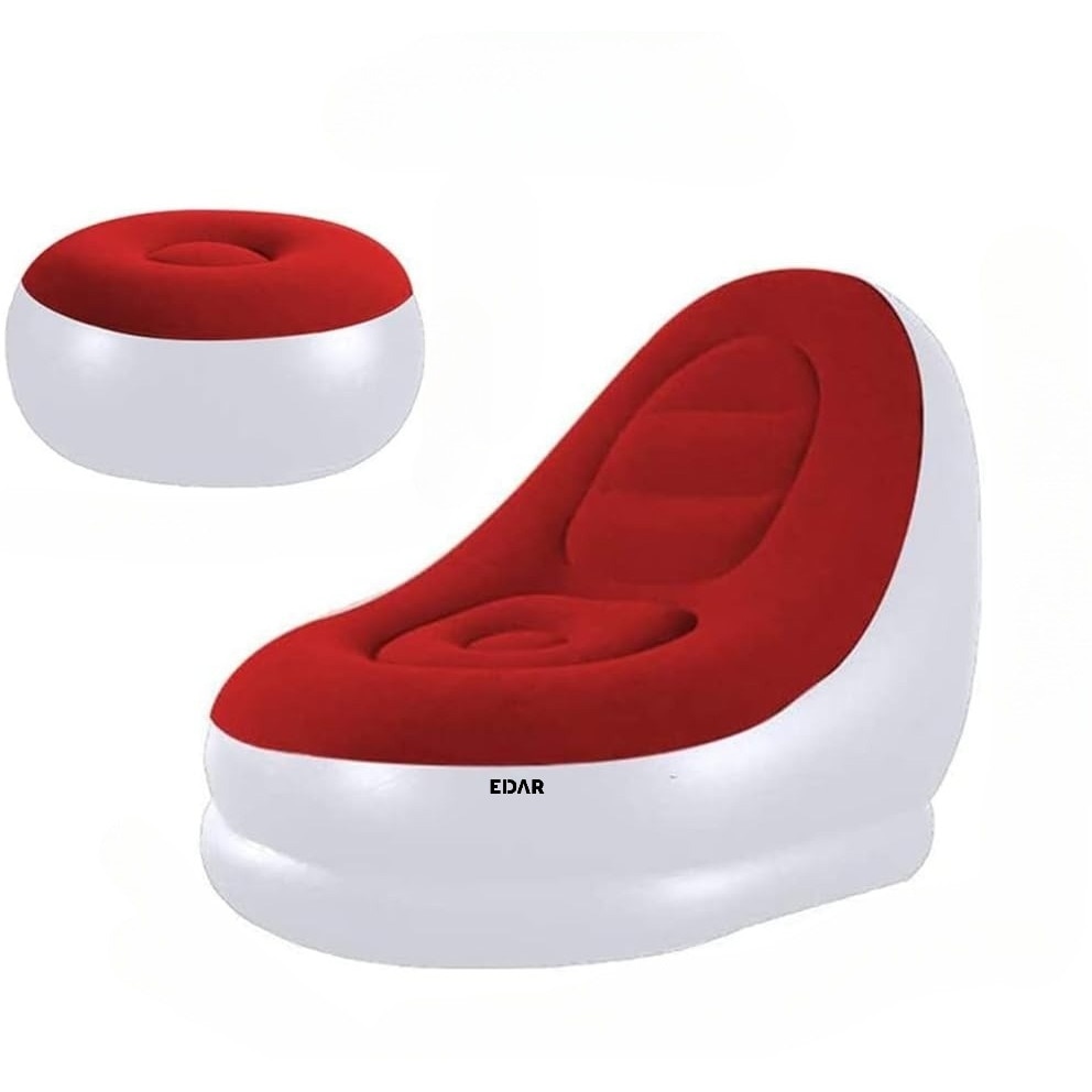 Set Fotoliu Gonflabil EDAR cu Taburet, PVC Catifelat, Pompa Inclusa ...