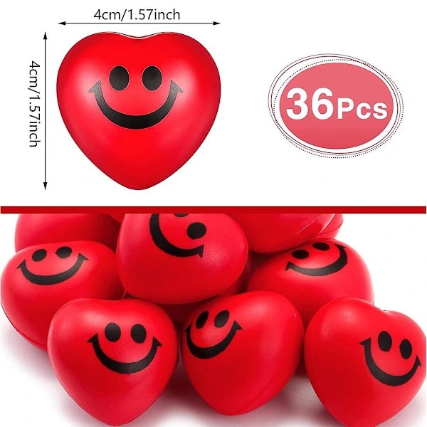 Set 36 bile antistres inima zambitoare rosu 4cm - eMAG.ro