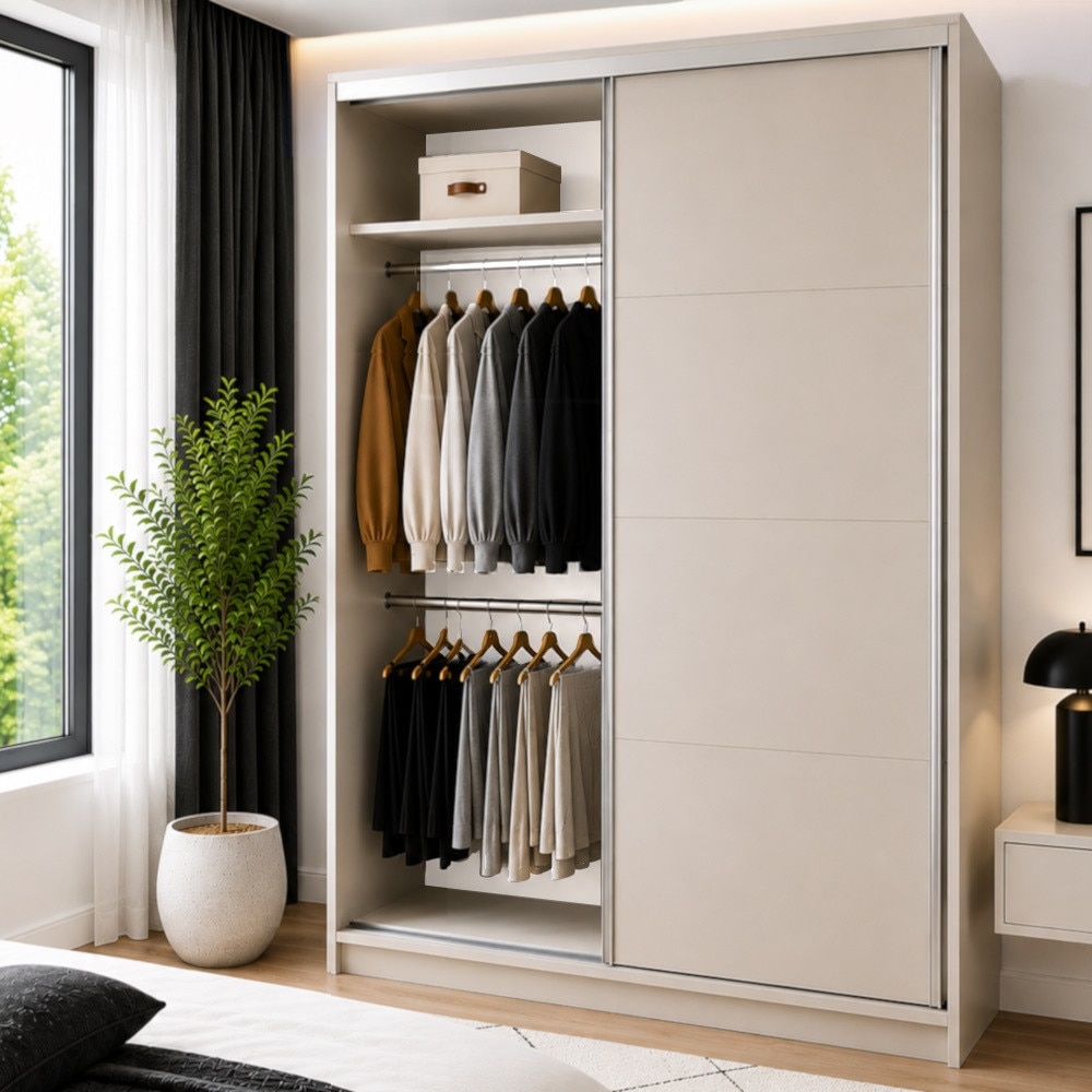 Dulap Dressing L140 x H240 cm Lara, Cashmere, usi glisante, 2 ...