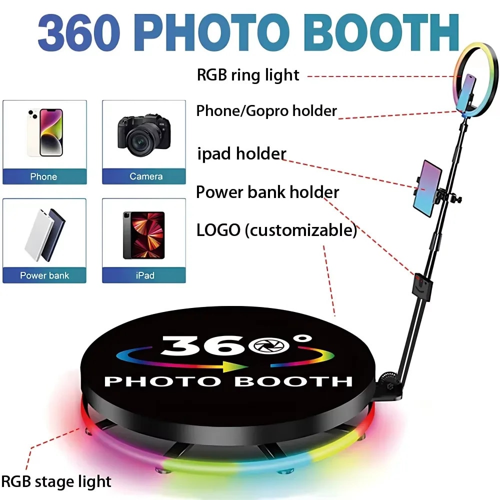 Cabina foto 360, Platforma rotativa, Diametru 80 cm, Manuala fara motor ...