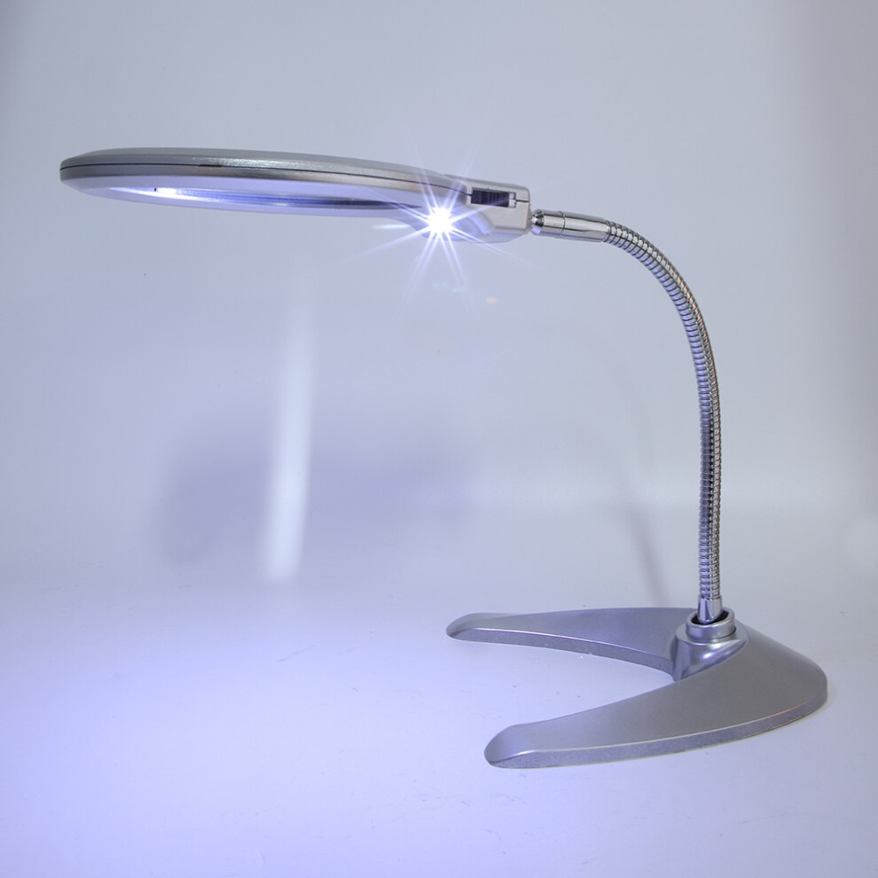 Lupa de birou cu LED, 2.5X 5X, lentila 130mm, 28x15cm - eMAG.ro