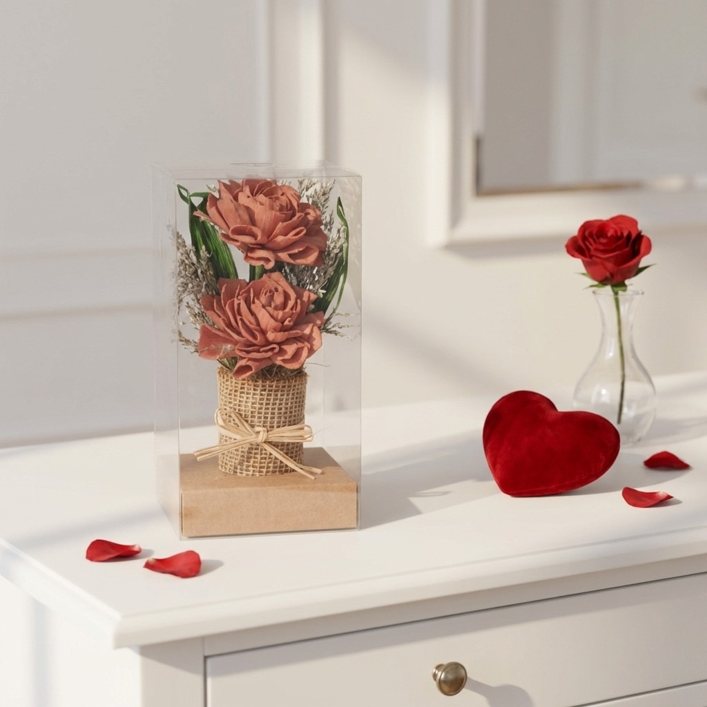 Aranjament decorativ cu flori uscate rosii - eMAG.ro