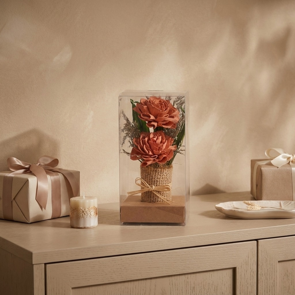 Aranjament decorativ cu flori uscate rosii - eMAG.ro