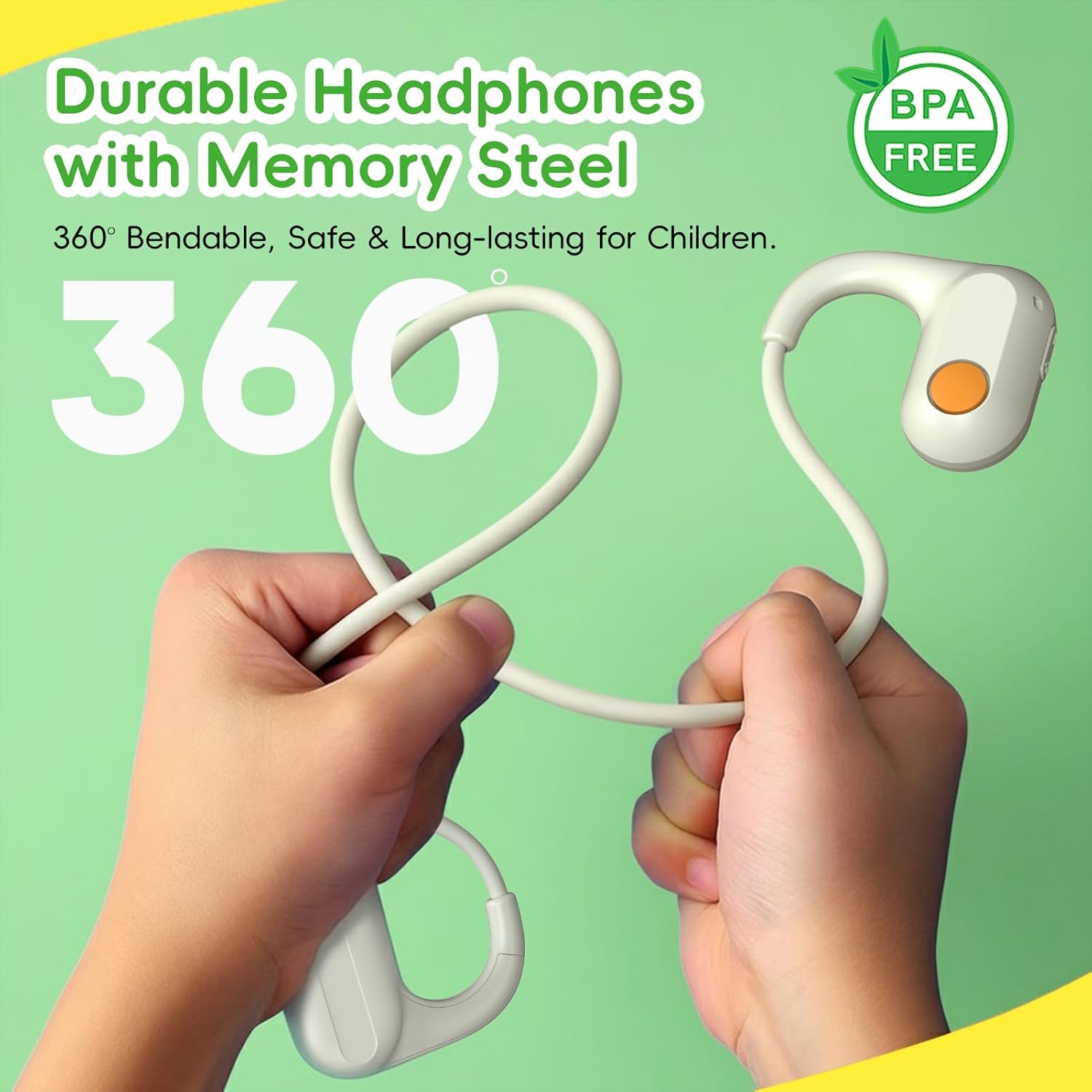 Casti Bluetooth open ear ANCwear pentru copii, design cu ureche libera ...