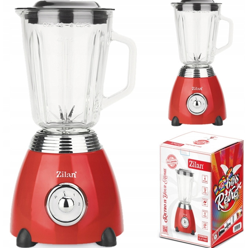 Blender Zilan Retro, vas din sticla 1,5 L, 500W, 2 trepte cu functie ...