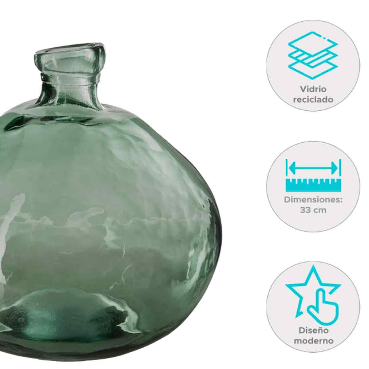 Vaza rotunda, vas decorativ din sticla 100% reciclata, baza grea ...