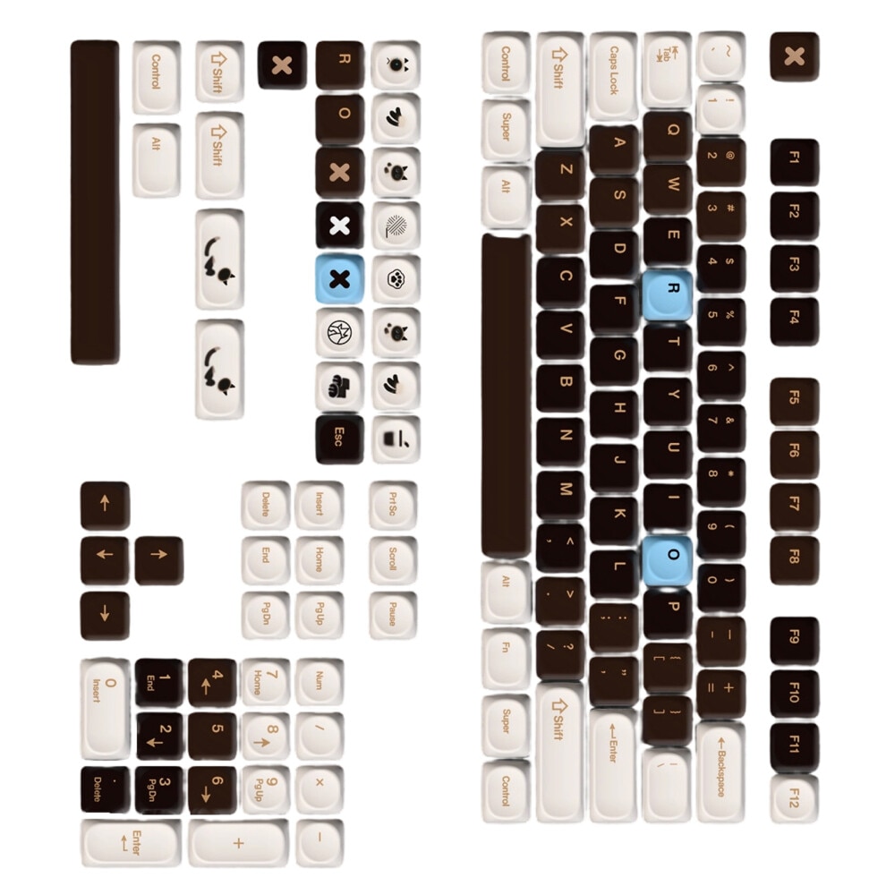 Set keycaps tastatura mecanica MOA profil inalt lucios ceramic alb 104 ...