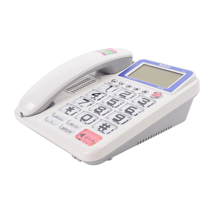 Telefon fix cu fir, rosu-alb, taste cristal, functii multiple ...