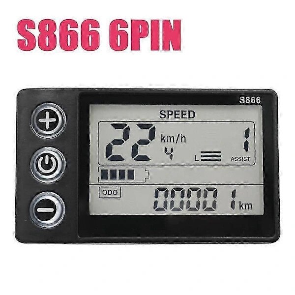 Display LCD pentru bicicleta electrica S866, rezistent la apa, 6 pini ...