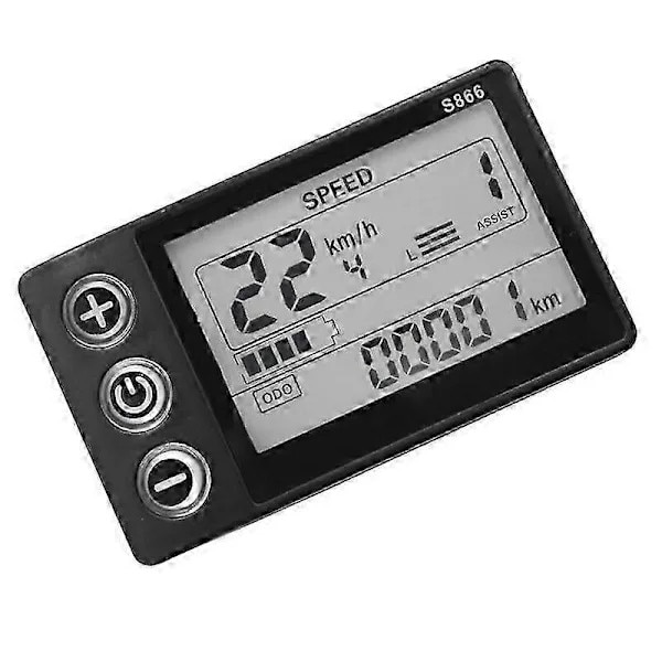 Display LCD pentru bicicleta electrica S866, rezistent la apa, 6 pini ...