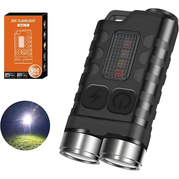 Lanterna LED mini, torta EDC Model V3, 900 lumeni, reincarcabila USB-C ...