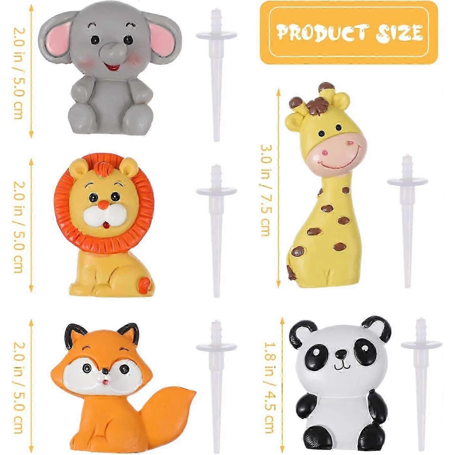 Set 5 bucati, Topper tort / decor tort cu animale jungla, din rasina ...
