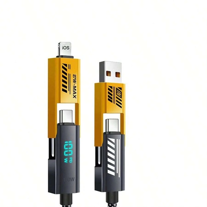 Cablu de incarcare rapida 4 in 1, USB-C / Type-C / Lightning, cablu ...