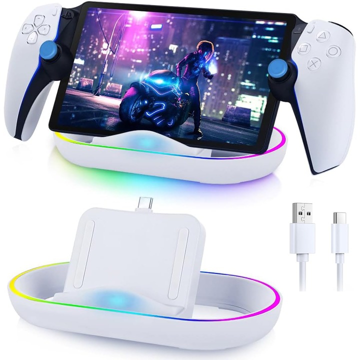 Dock de incarcare pentru PlayStation Portal, dotata cu 14 lumini RGB ...