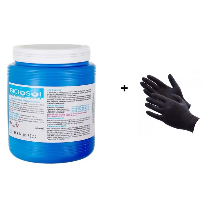Set Dezinfectant Apa Potabila, Biclosol 300 Tablete si O Pereche Manusi ...